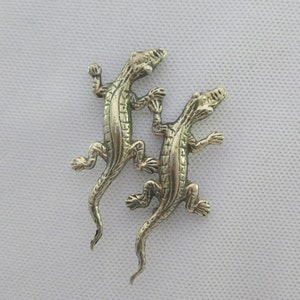 Detailed Sterling Silver Two Lizards Brooch - Etsy