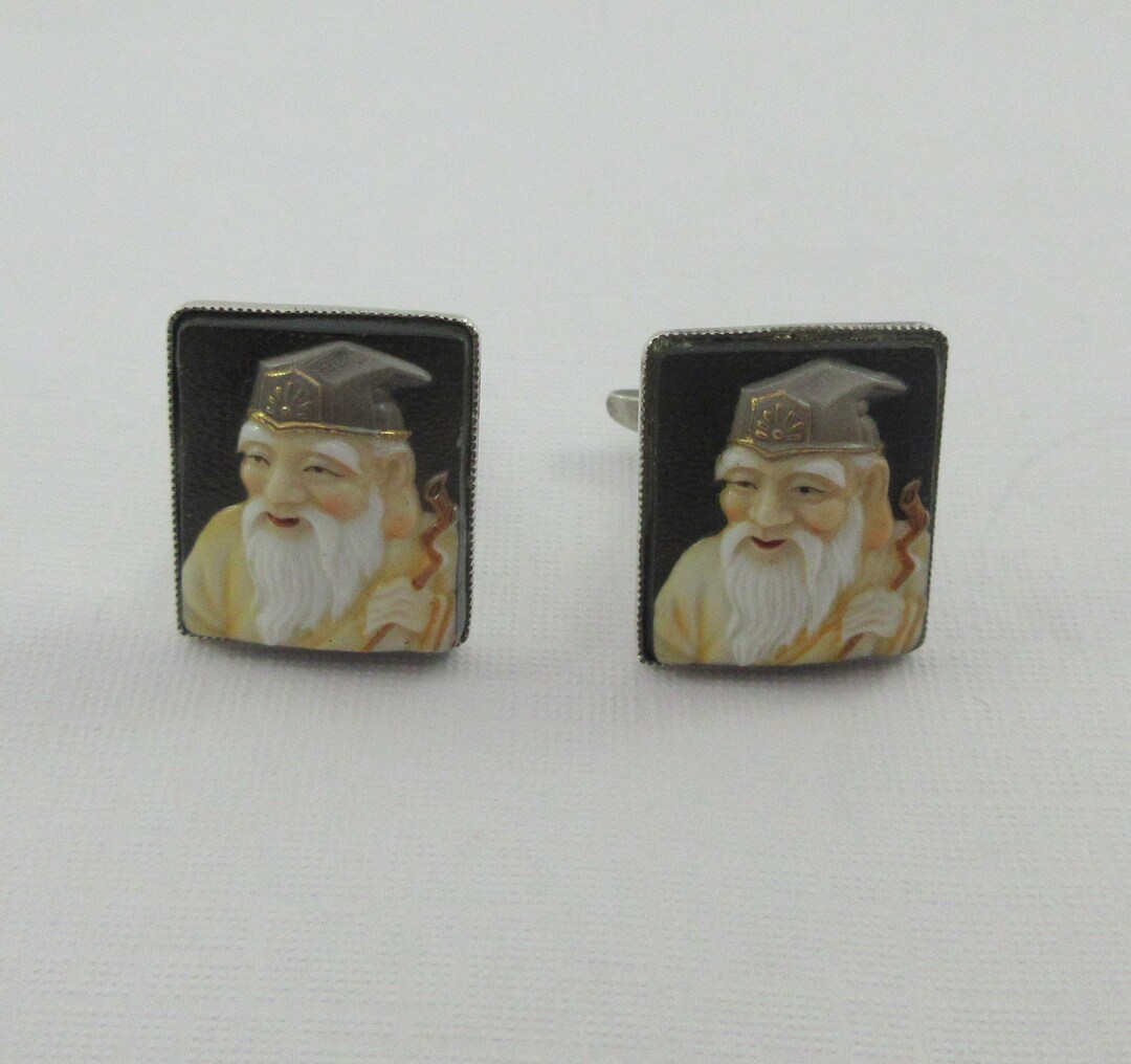 Toshikane Japan Sterling Silver Fortune God Jurojin Cuff Links - Etsy