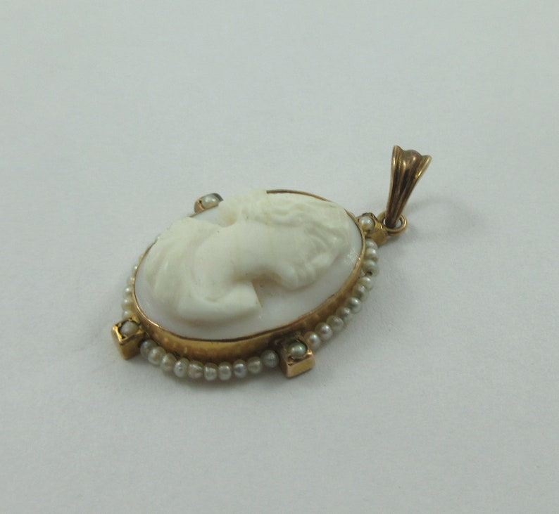 Small Art Deco 10K Yellow Gold Real Shell Cameo Pendant - Etsy