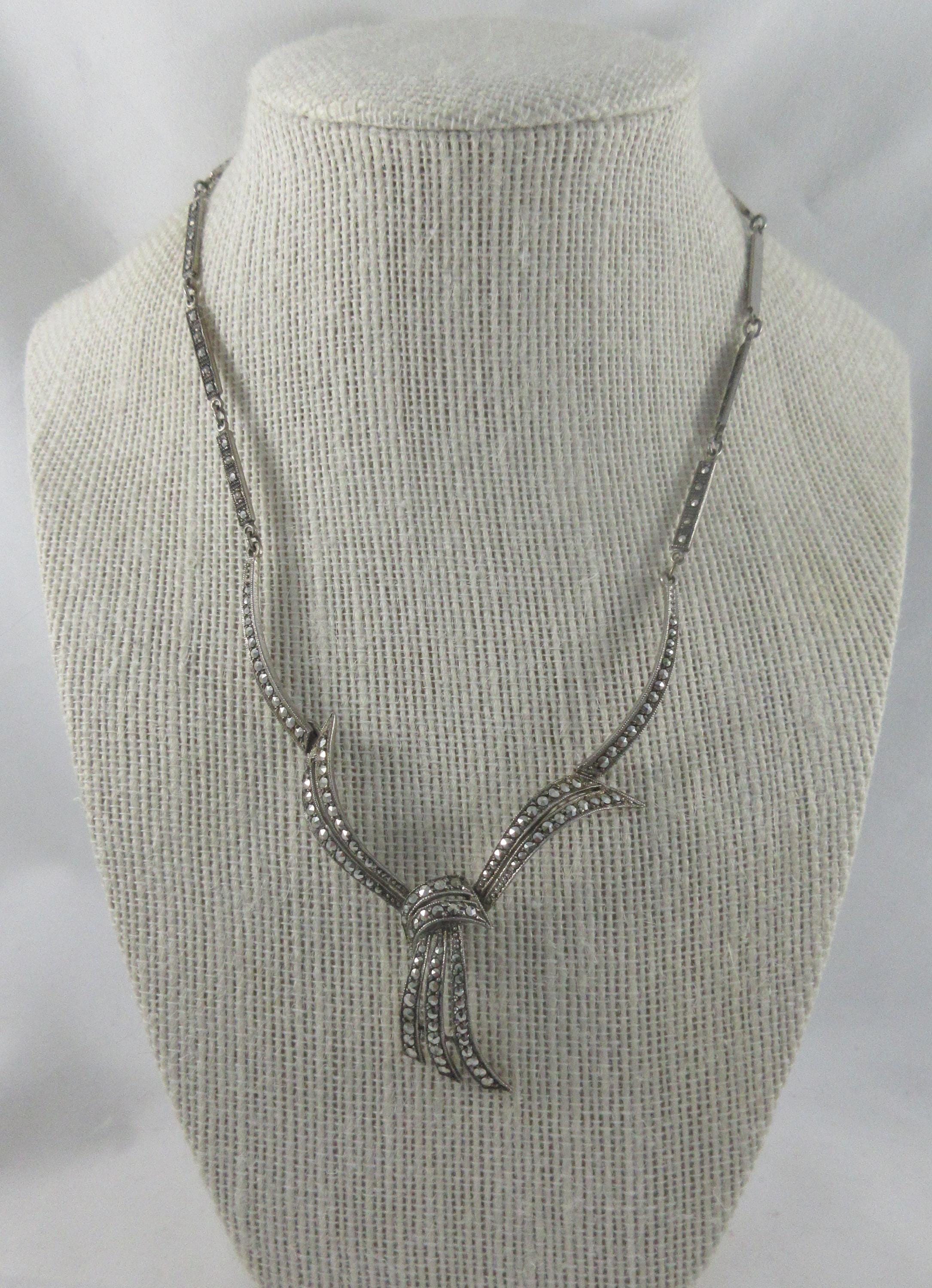 Art Deco Sterling Silver Marcasite Articulated Choker Necklace - Etsy