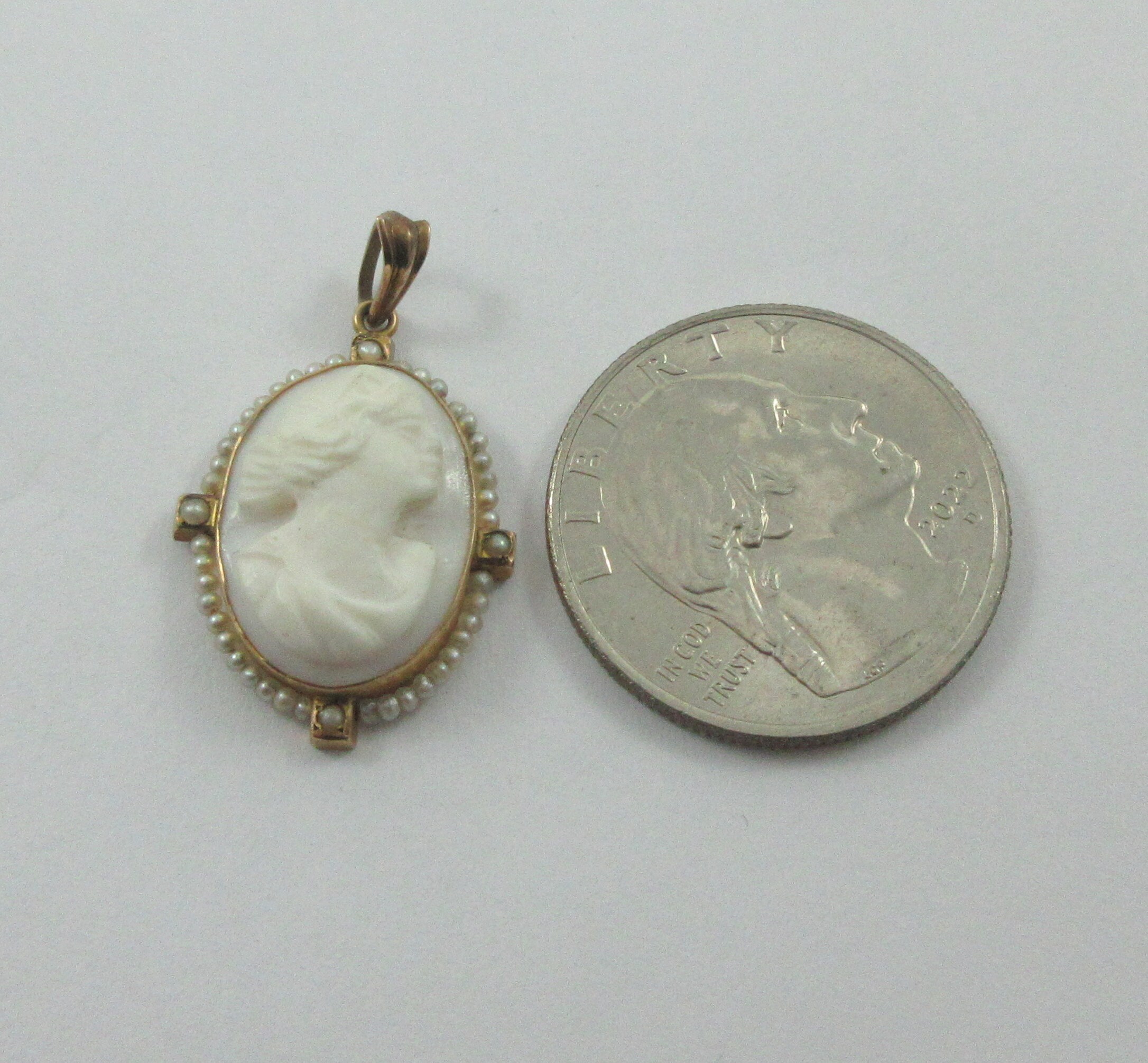 Small Art Deco 10K Yellow Gold Real Shell Cameo Pendant - Etsy