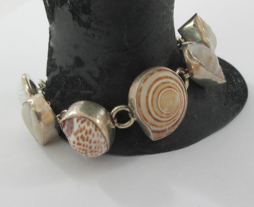 Charles Albert Sterling Silver Multi Shell Toggle Clasp Bracelet - Etsy