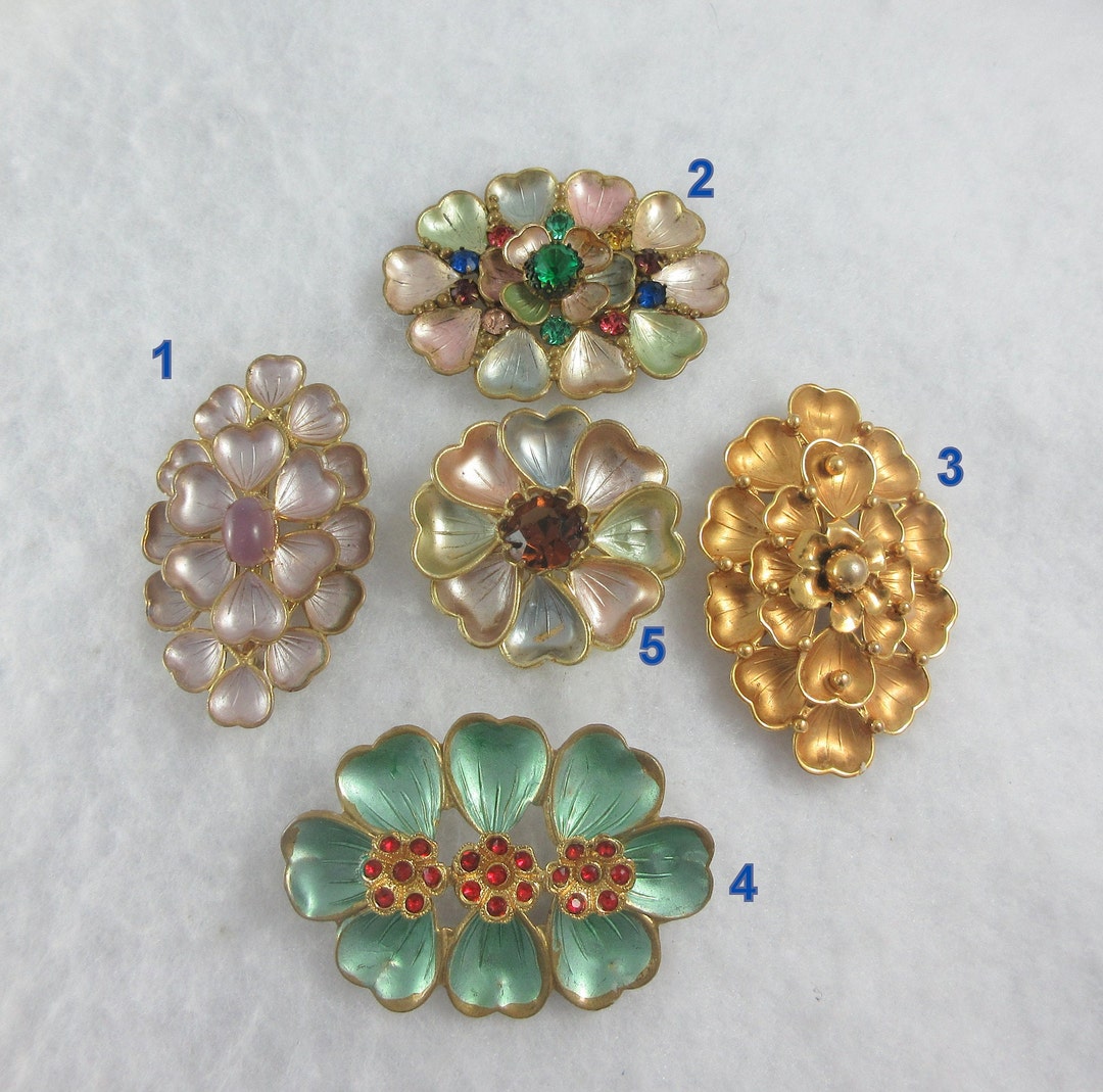 Pick Your Favorite ! Neiger Gold Tone Enameled Floral Brooches - Etsy