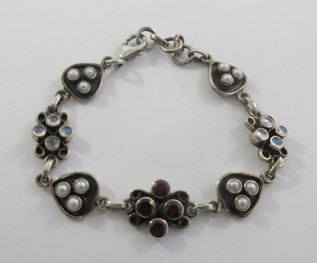Signed Nicky Butler Sterling Silver Garnet Cultured Pearl Moonstone ...