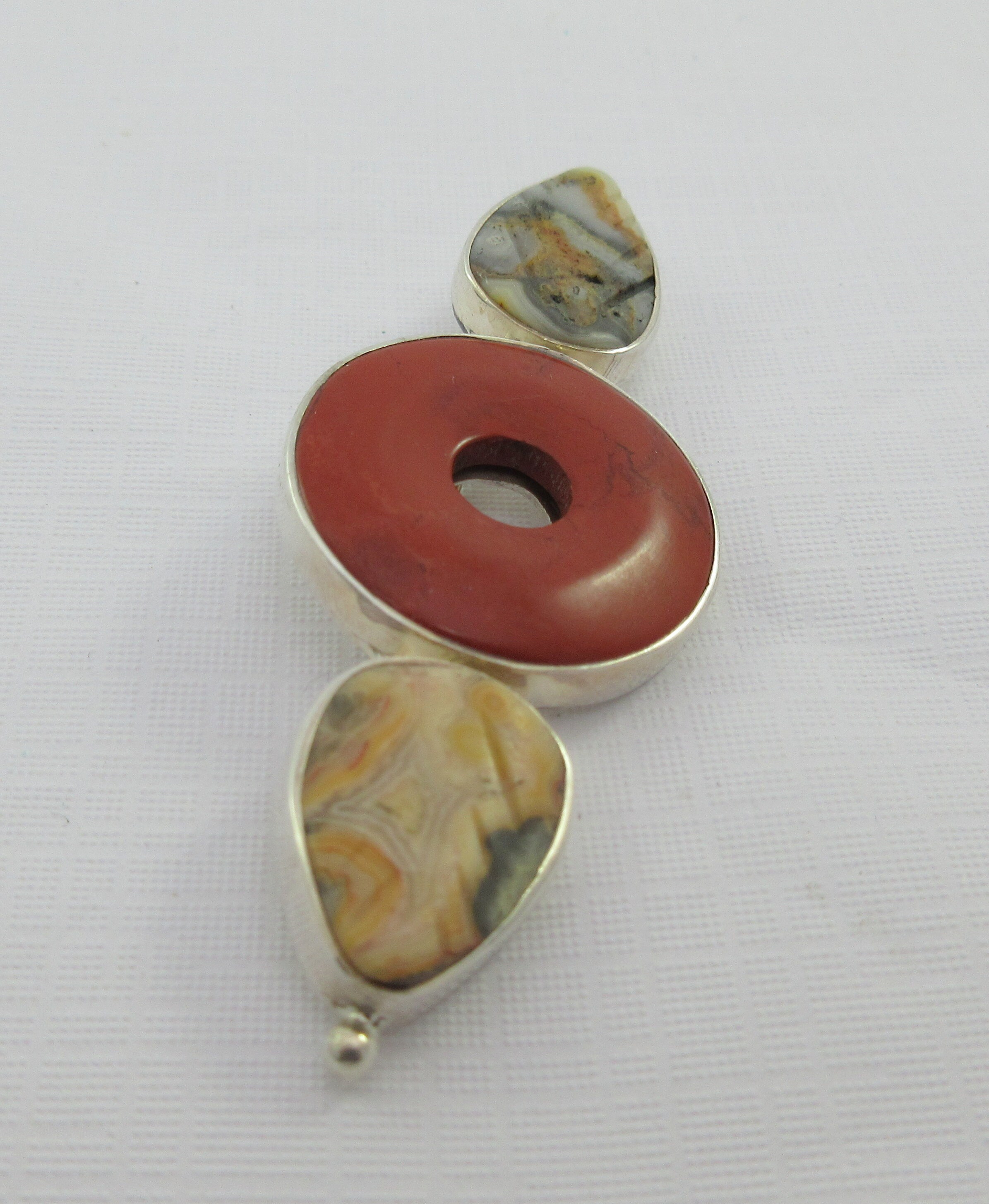 Echo the Dreamer Sterling Silver Red & Ocean Jasper Doughnut Leaves ...
