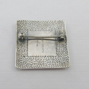 Mid Century Anna Halasi Sterling Silver Stylized Floral Square Brooch ...