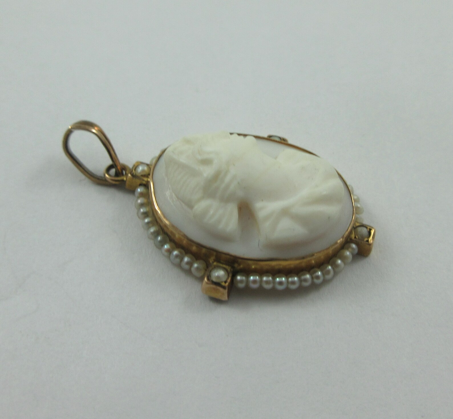 Small Art Deco 10K Yellow Gold Real Shell Cameo Pendant - Etsy