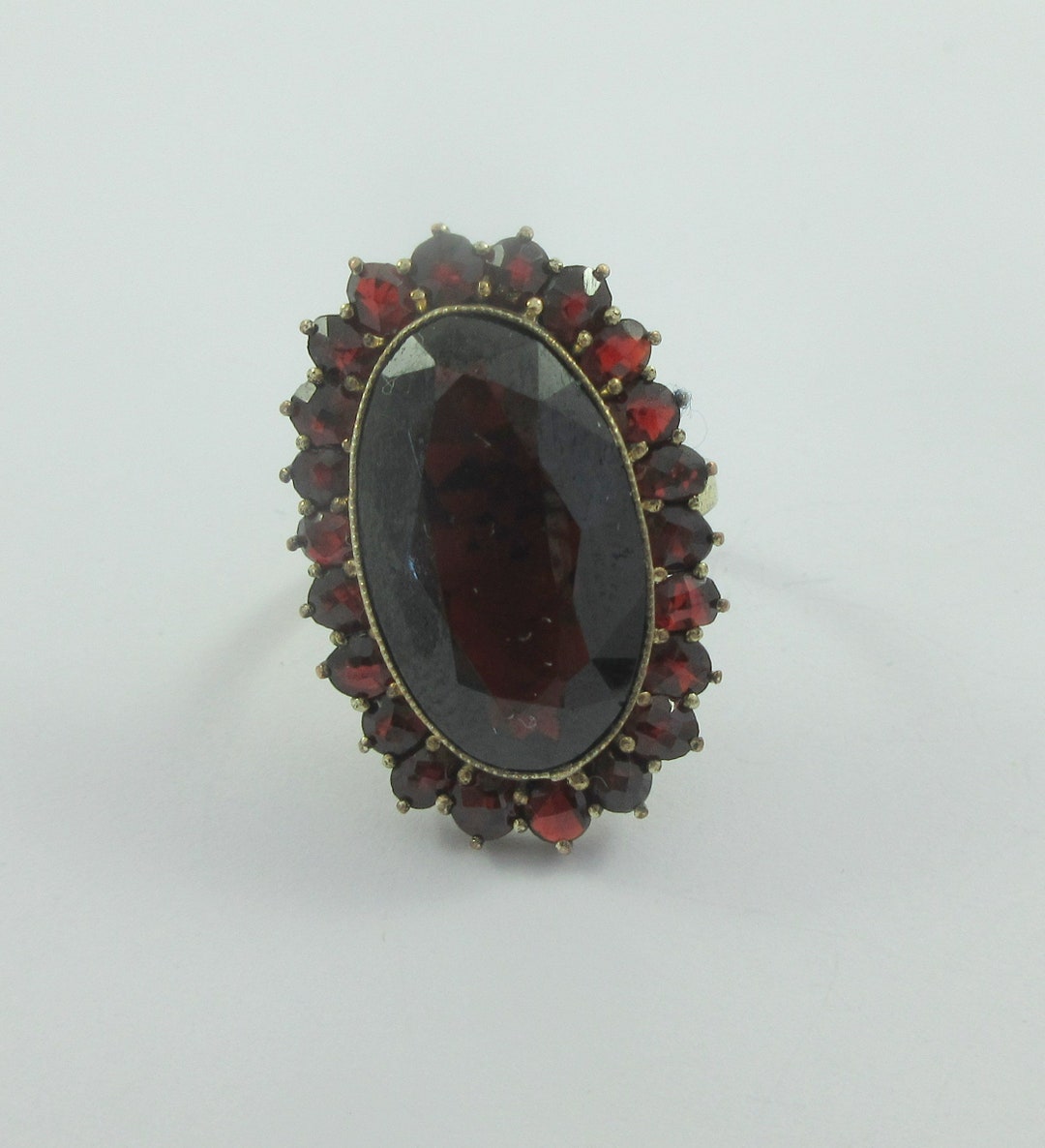 Antique Tombak Garnet Floral Oval Ring January Birthstone - Etsy