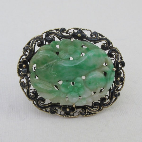 Jade Brooch - Etsy