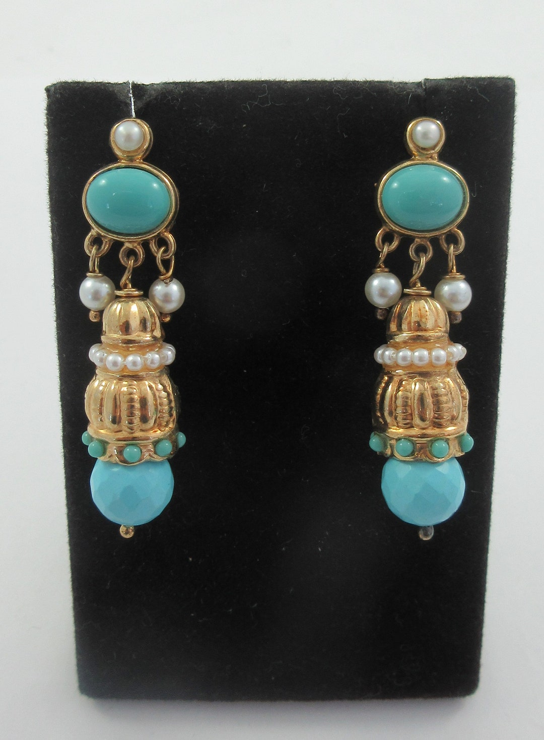 Statement Marcello Fontana Gold Over Sterling Silver Blue Glass Faux ...