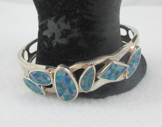 Whitney Kelly Sterling Silver Blue Mosaic Opal Cuff B… - Gem