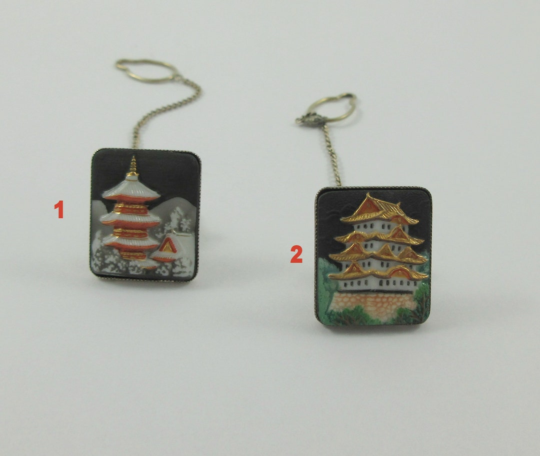 Japan Toshikane Porcelain Pagoda Temple Tie Tacks - Etsy