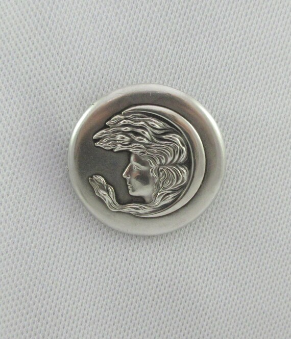 Art Nouveau Sterling Silver Woman Profile Flowing Hai… - Gem