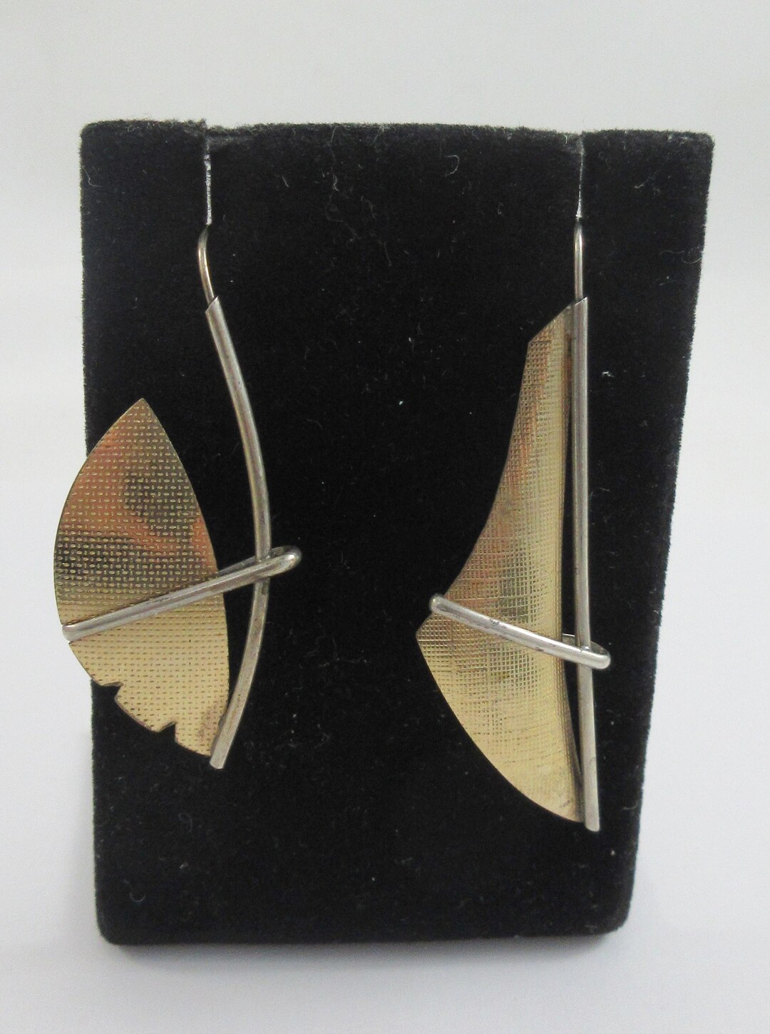 Artisan Made Modernist Sterling Silver Gold Abstract Different Dangle ...