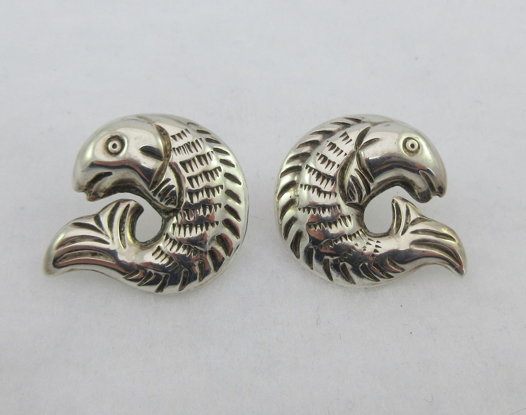 Mexico William Spratling Sterling Silver Stylized Fis Stud Earrings - Etsy