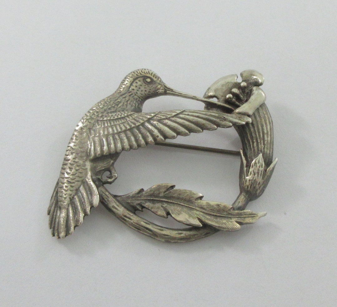 Sid Bell of Tully NY Hummingbird Flower Brooch Pin - Etsy