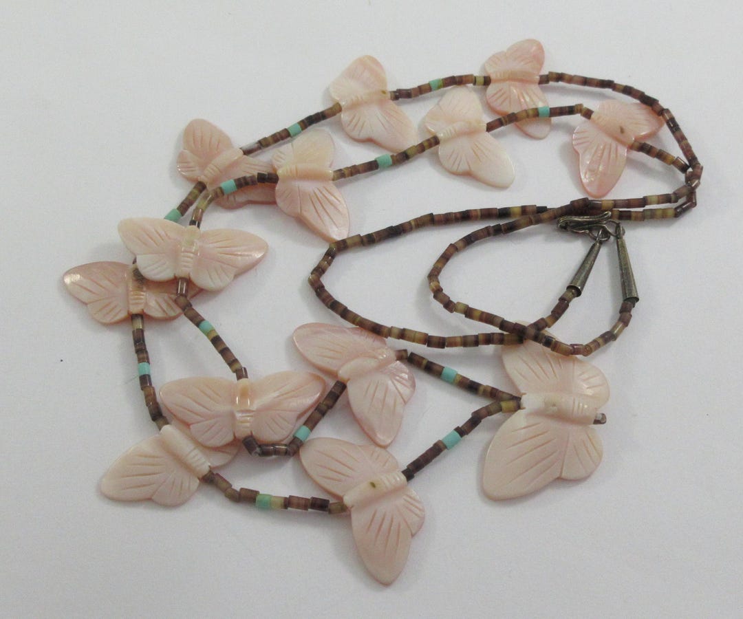Larry Cisco Pink Mother of Pearl Butterfly Fetish Necklace- AS IT IS - Etsy