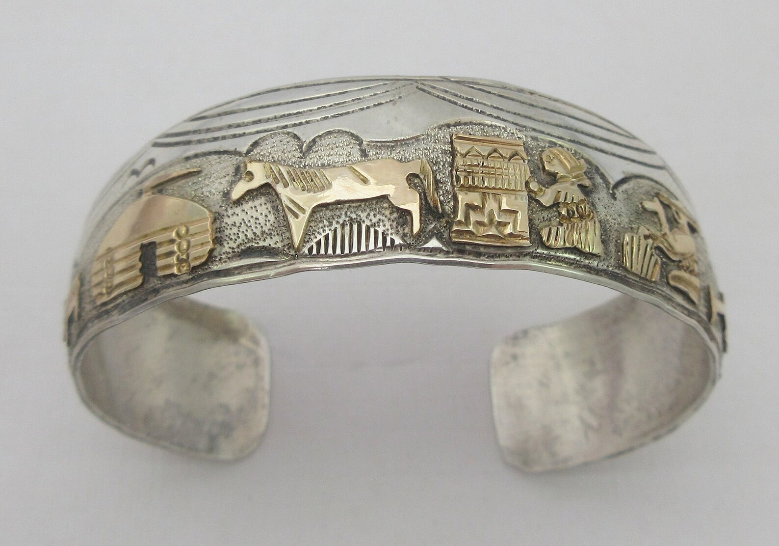 Native A Begay Sterling Silver & 12k Gold Filled Story Teller - Etsy