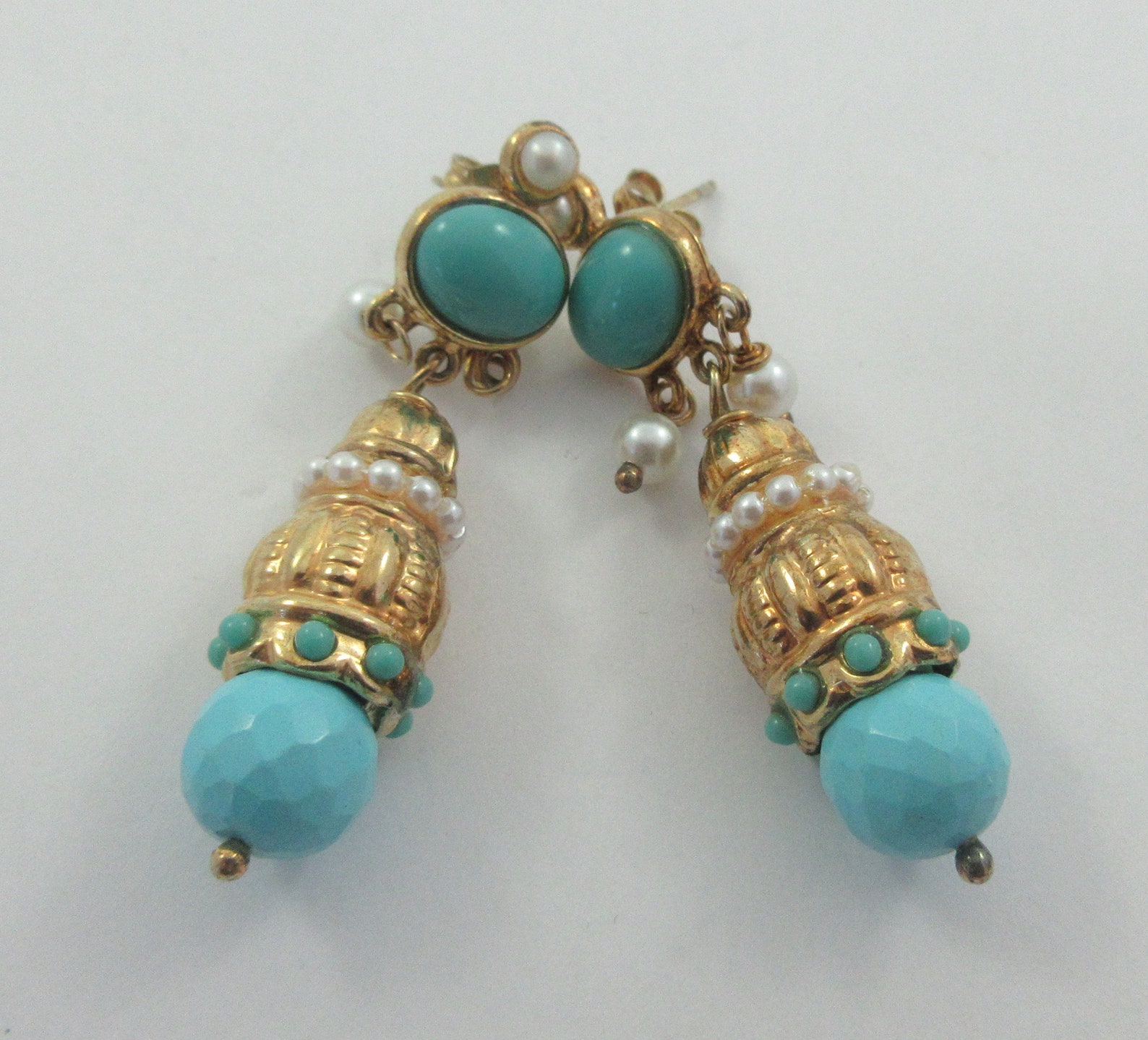Statement Marcello Fontana Gold Over Sterling Silver Blue Glass Faux ...