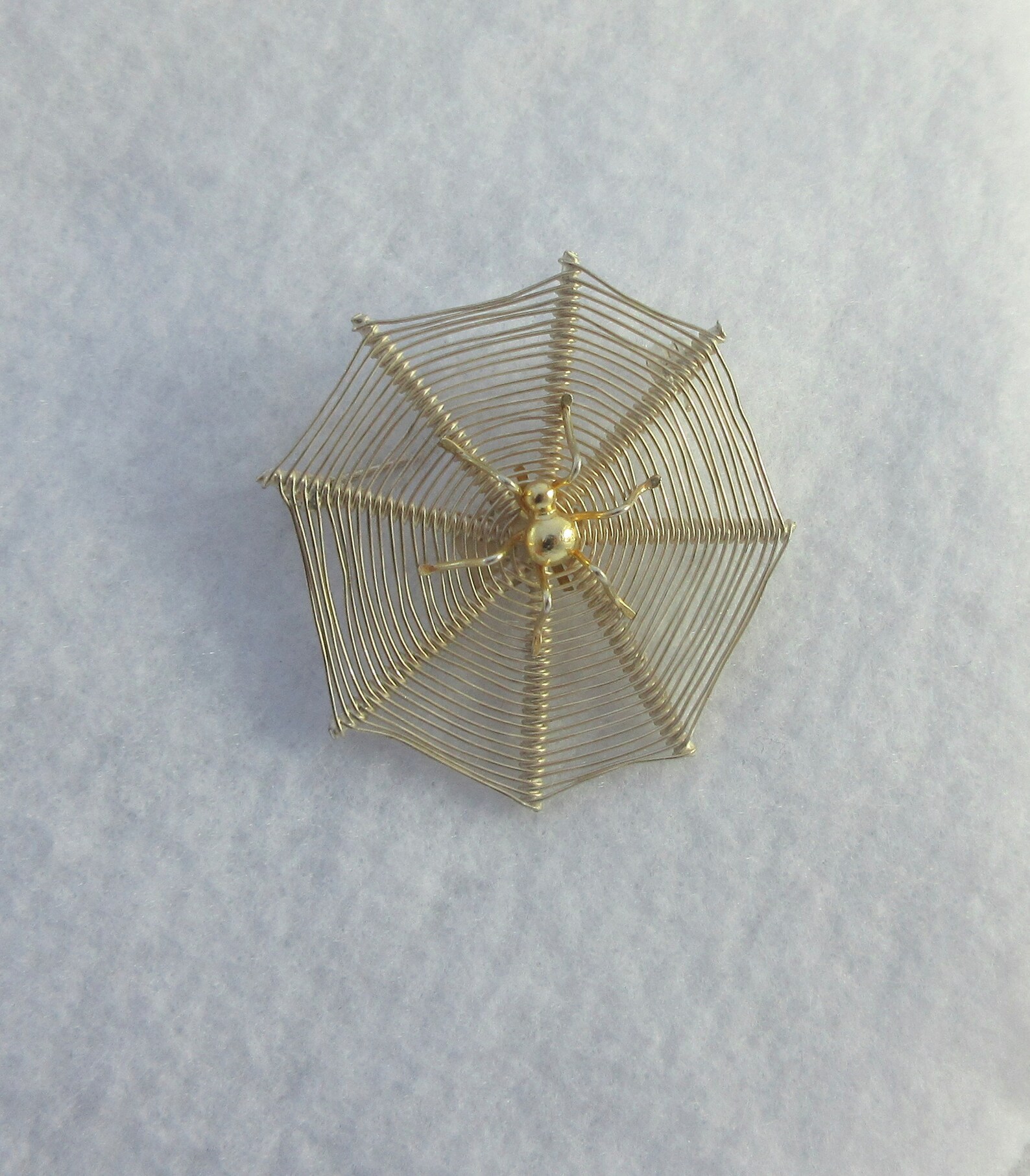 800 Silver Gold Over Silver Spider on Spider Web Brooch - Etsy