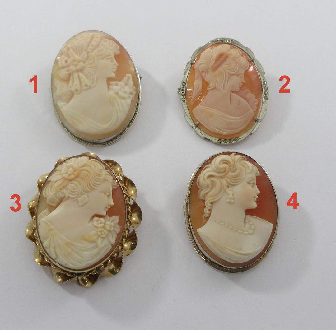 Pick Your Favorite ! Gold Tone 800 Silver Real Shell Cameo Marcasite ...