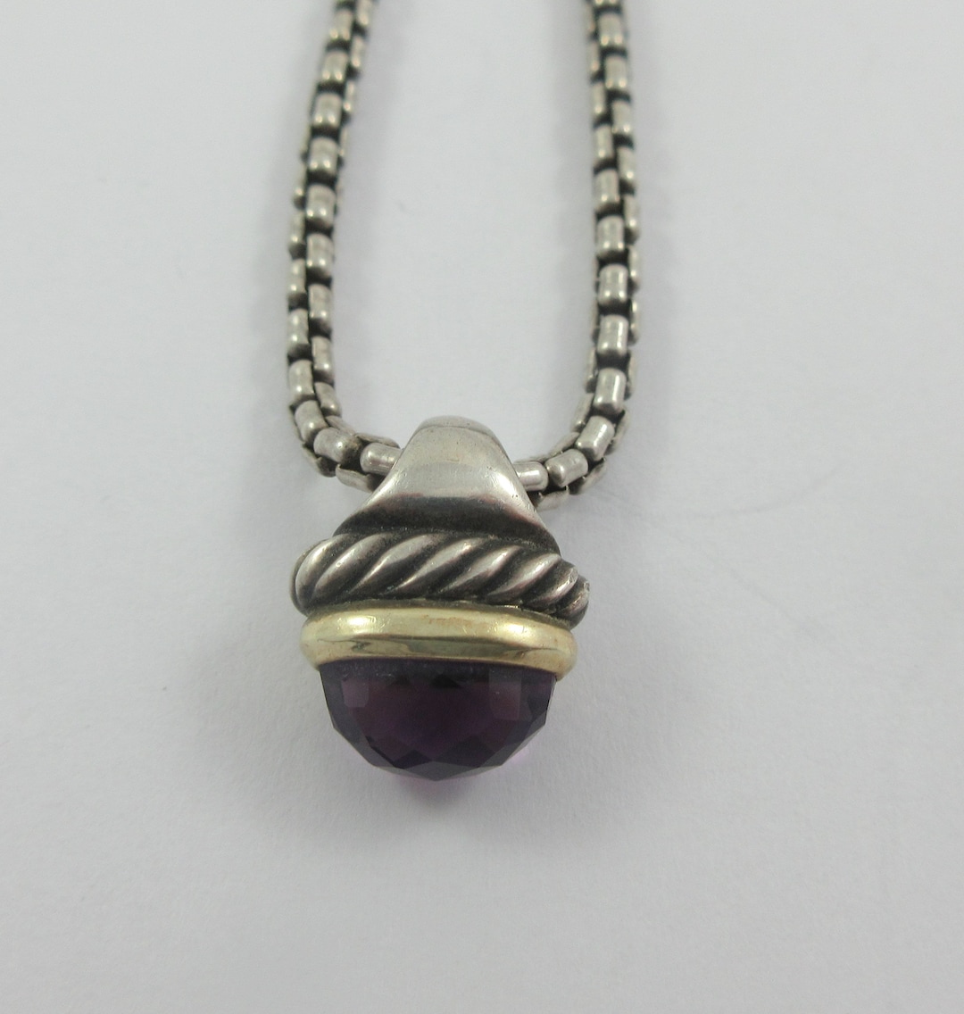 David Yurman 14k Gold Sterling Amethyst Acorn Pendant Necklace - Etsy
