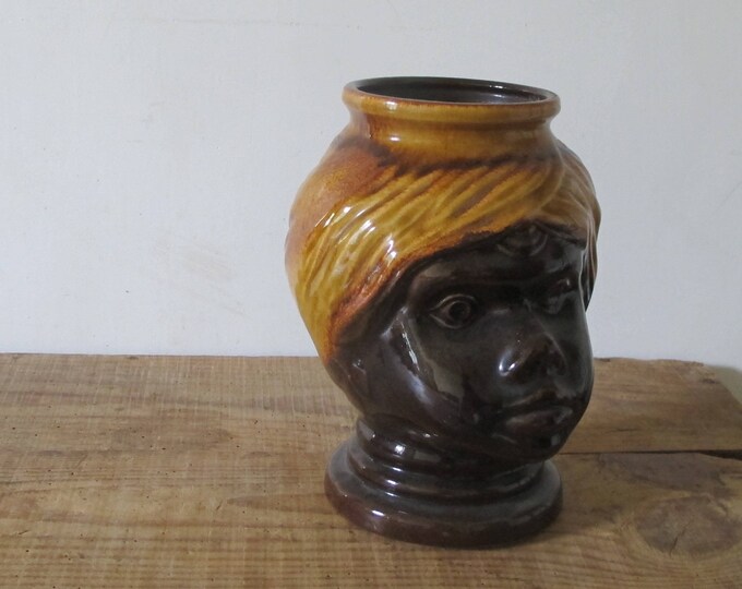 Vintage Rare Head Turban Man Blackmoor Baroque Ceramic Planter Vase by ...