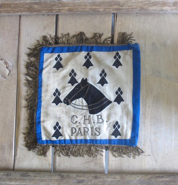 Antique PARIS équestre cheval Club drapeau bannière Brocade | Etsy