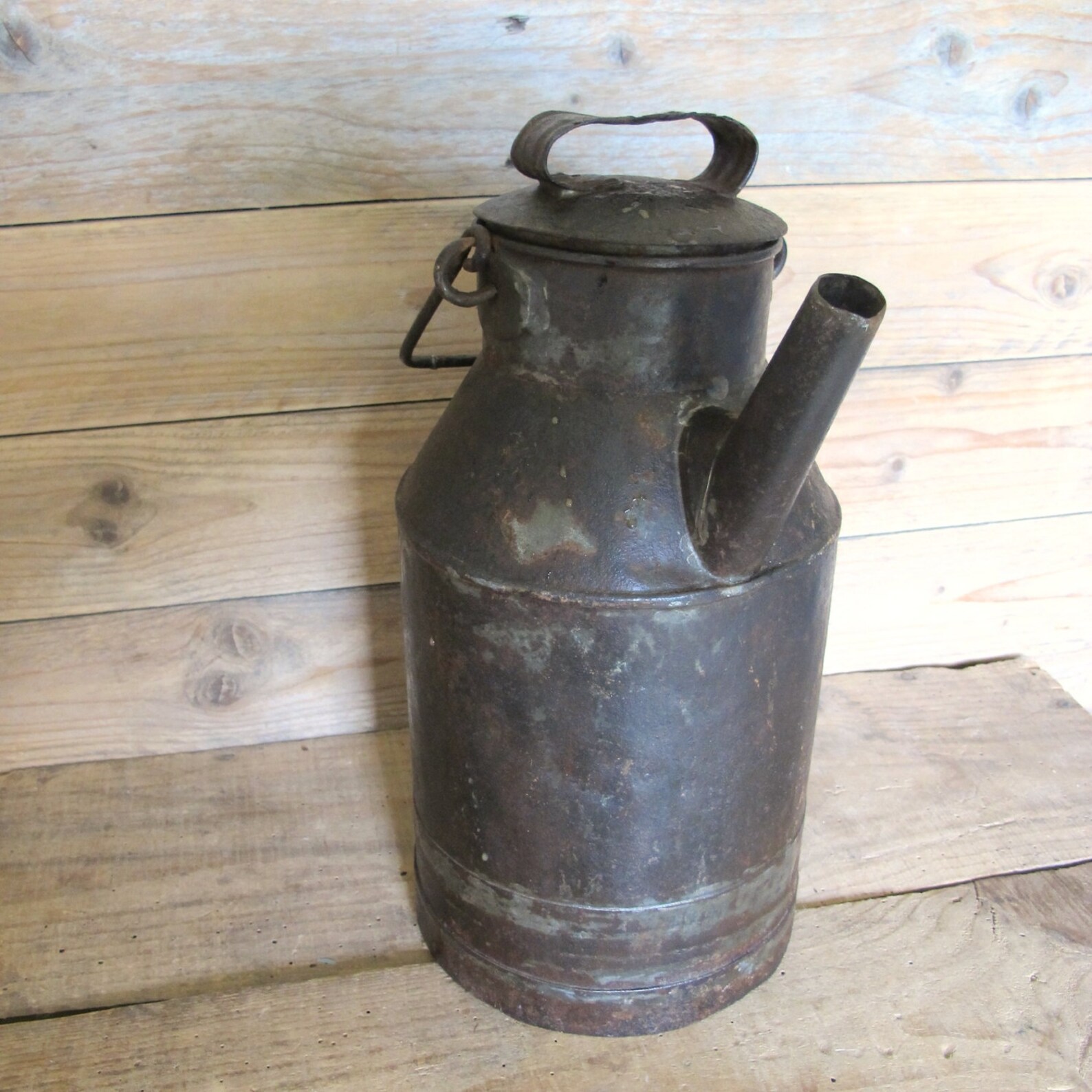 Antique French rusty metal handle pot cantina canister bottle | Etsy