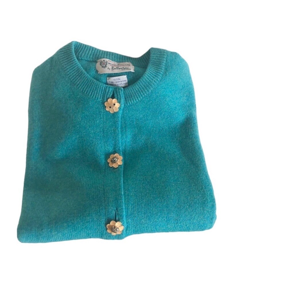 Ballantyne 100% Pure Cashmere Vintage Turquoise Crew Neck Ballantyne 100% Pure Cashmere Vintage Turquoise Crew Neck