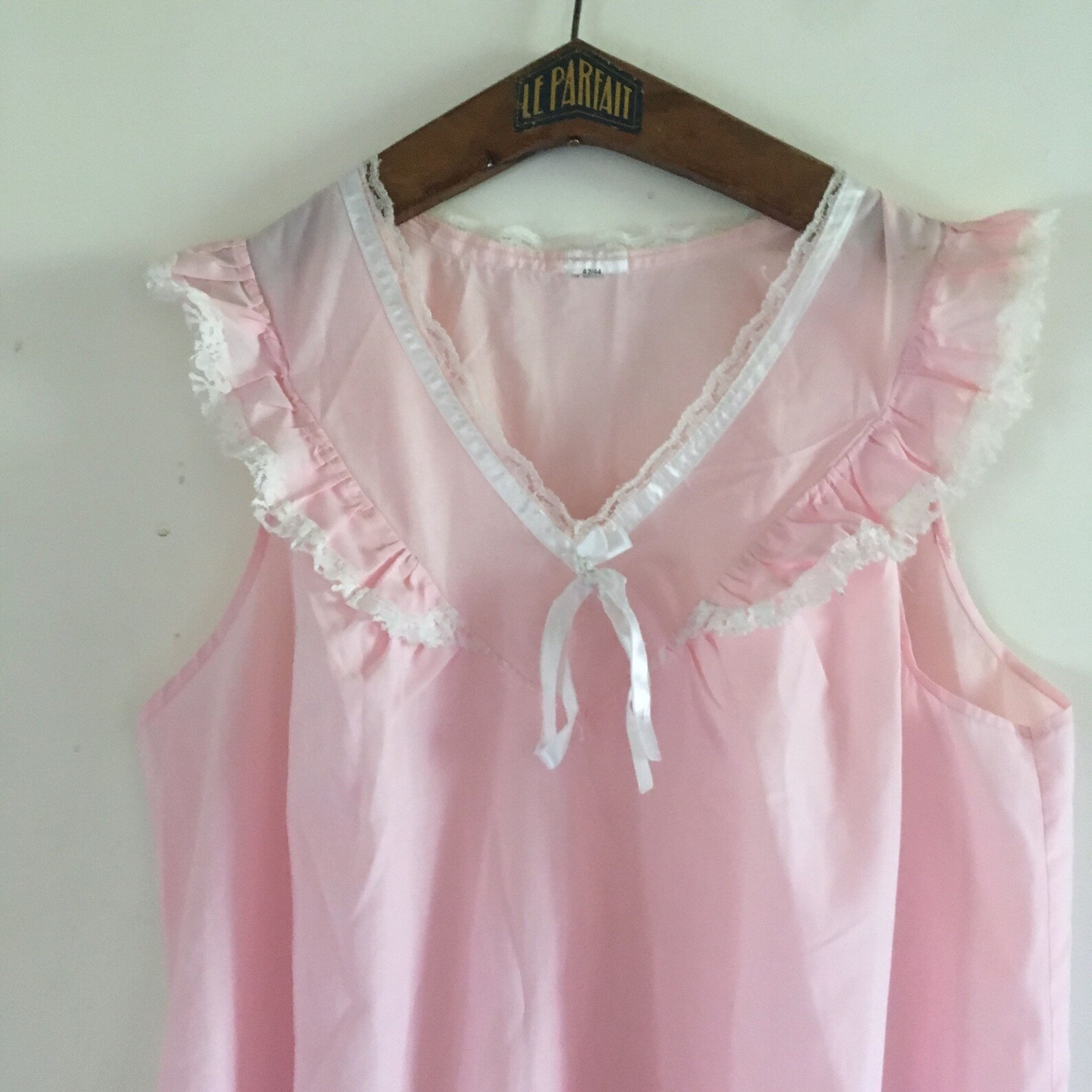 Vintage Baby Pink Ruffle Lace Trim Pregnancy Vintage Night - Etsy