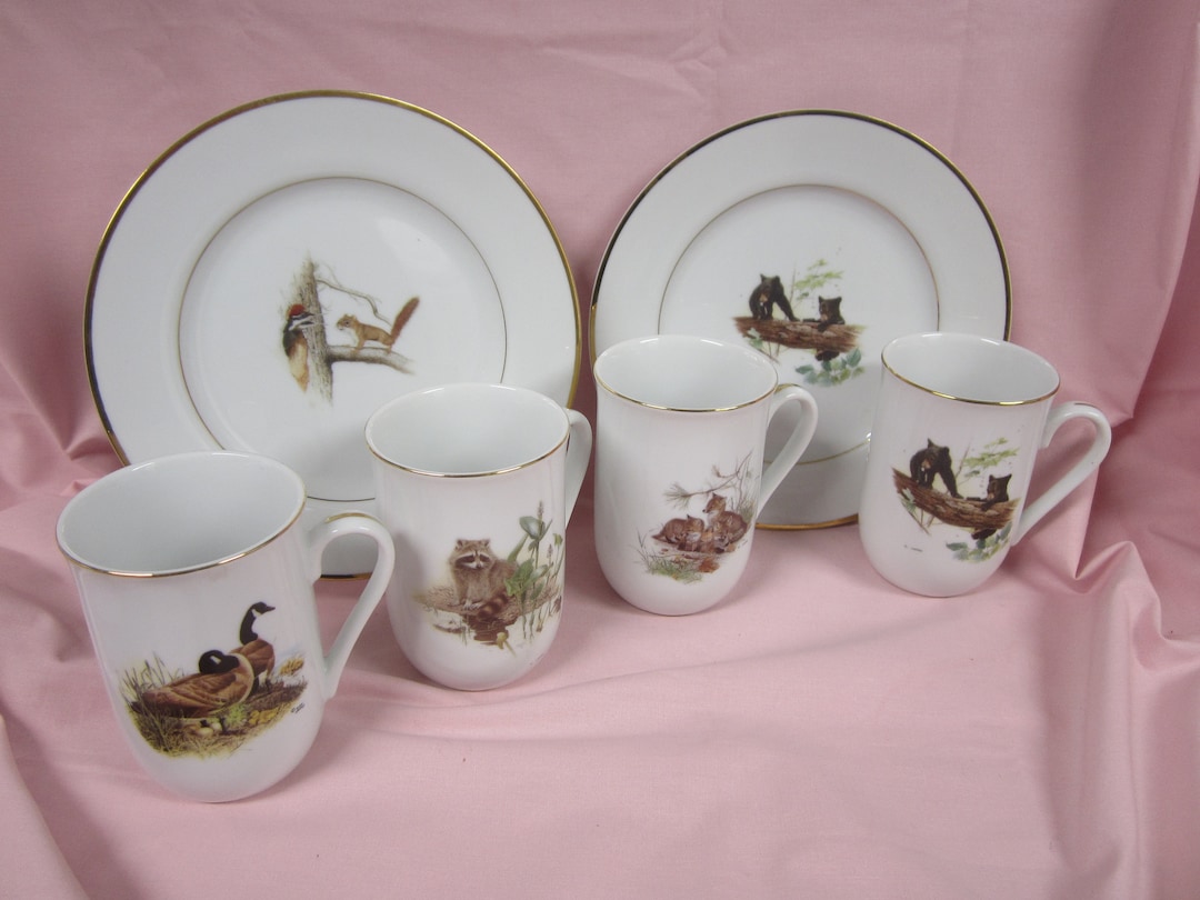 Glen Loates, 4 X Mugs, 2 X Salad Plates, 7.75" Diameter, Glen Loates ...