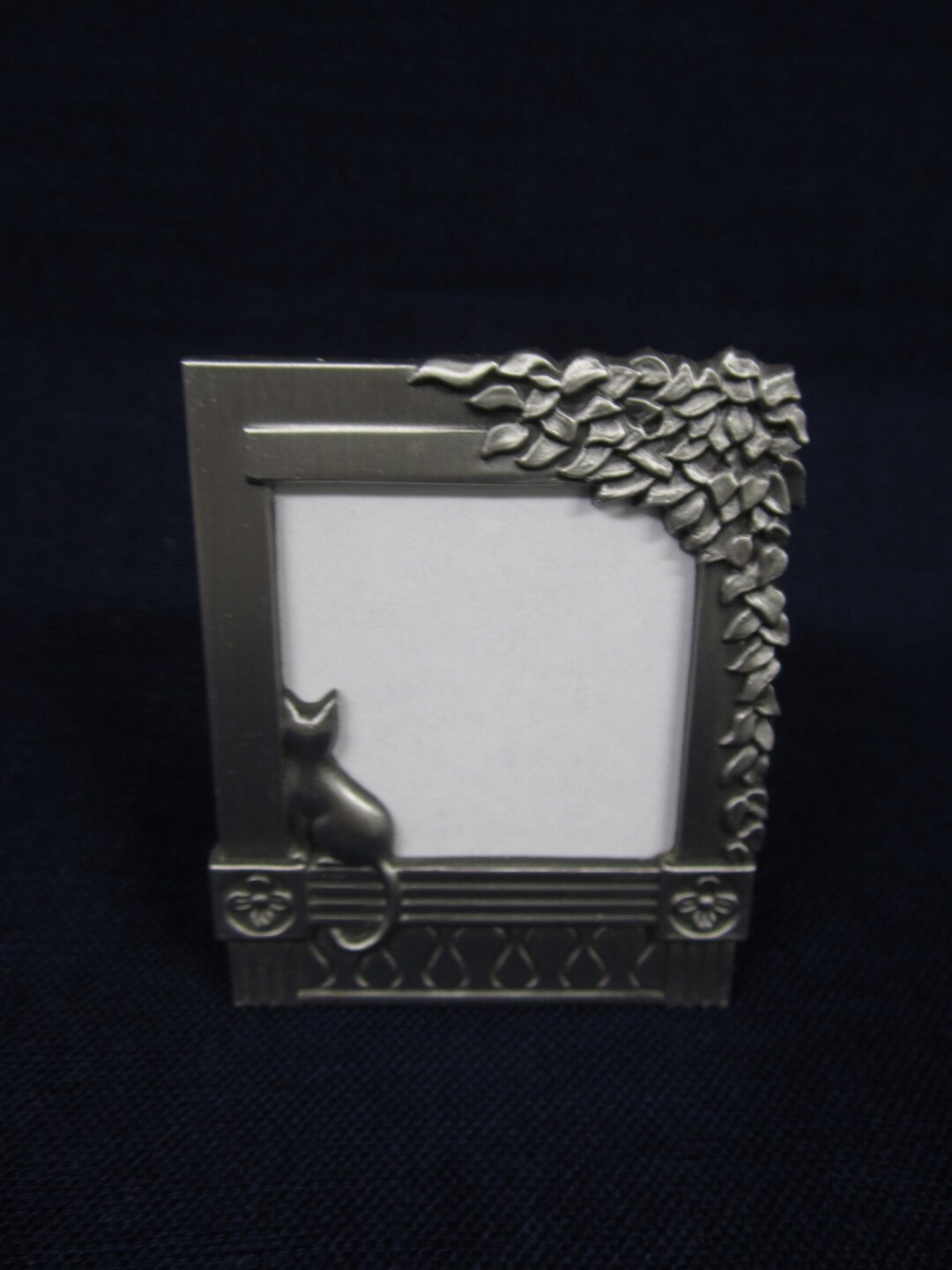 Miniature Photo Frame, Picture Frame, Pewter Metal, Cat on Windowsill ...