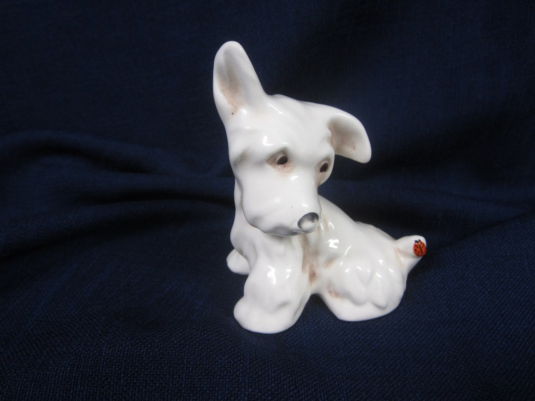 Beswick Scottie Dog, Vintage Dog Figurine, White With Brown Patches ...