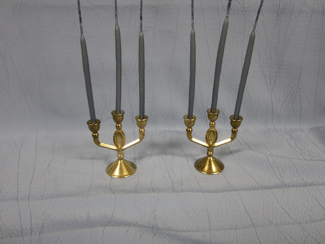 Miniature Candlesticks, Candelabra, Set of Two, Includes Candles, 2.5 ...