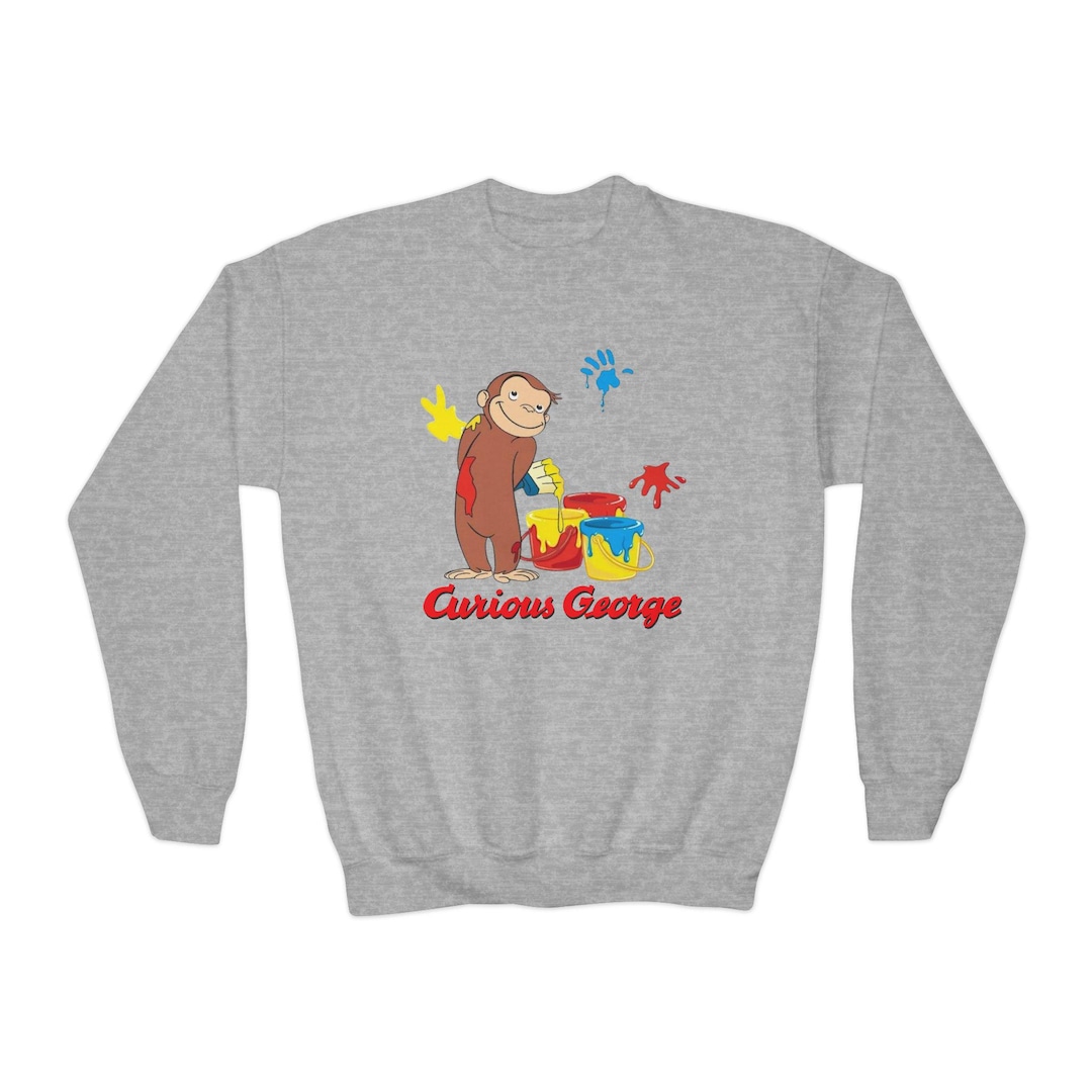 Curious George With Messy Paint Vintage Cartoon With Logo Unisex Youth ...