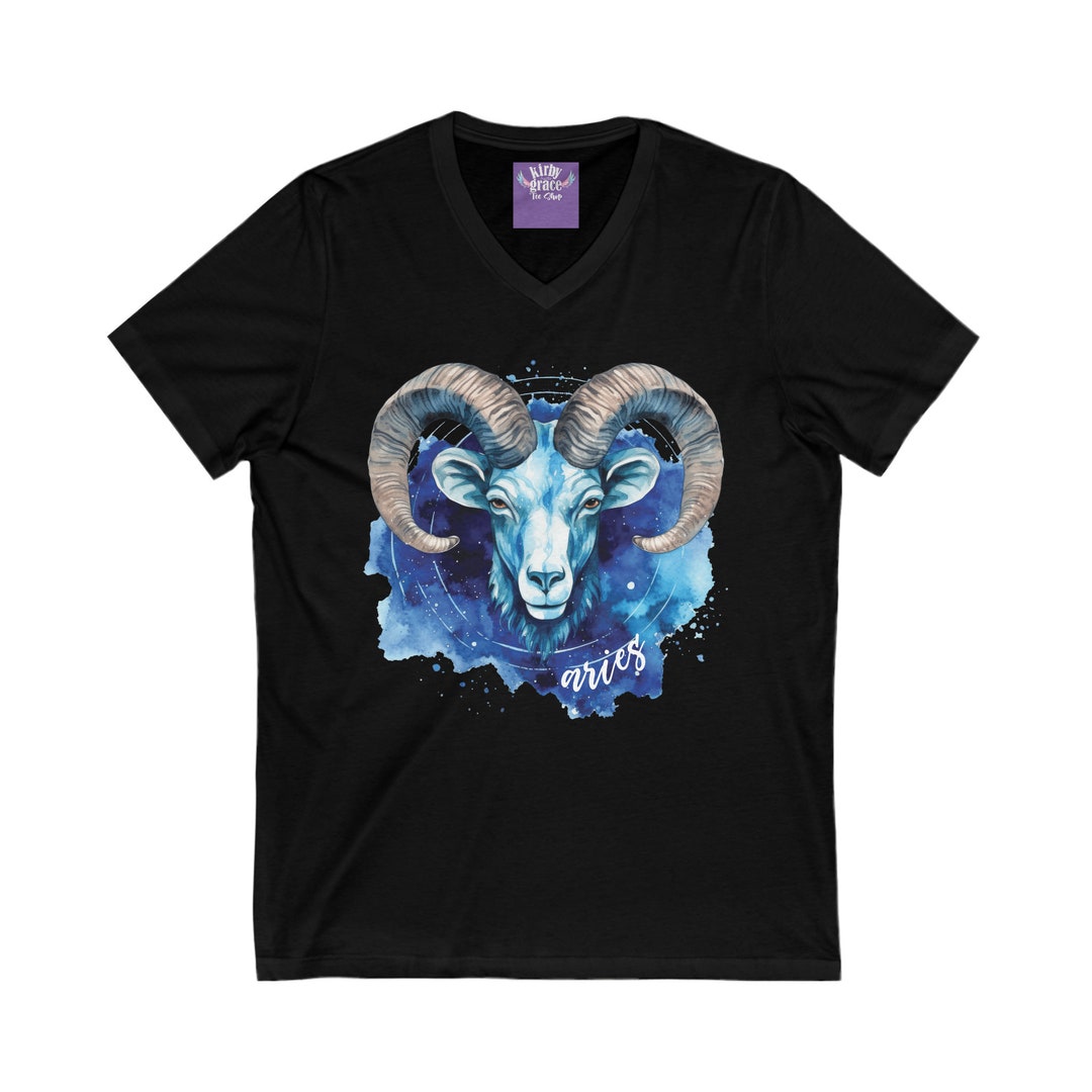 Aries Blue Watercolor Zodiac Sign Astrology Horoscope Gift Unisex Short ...