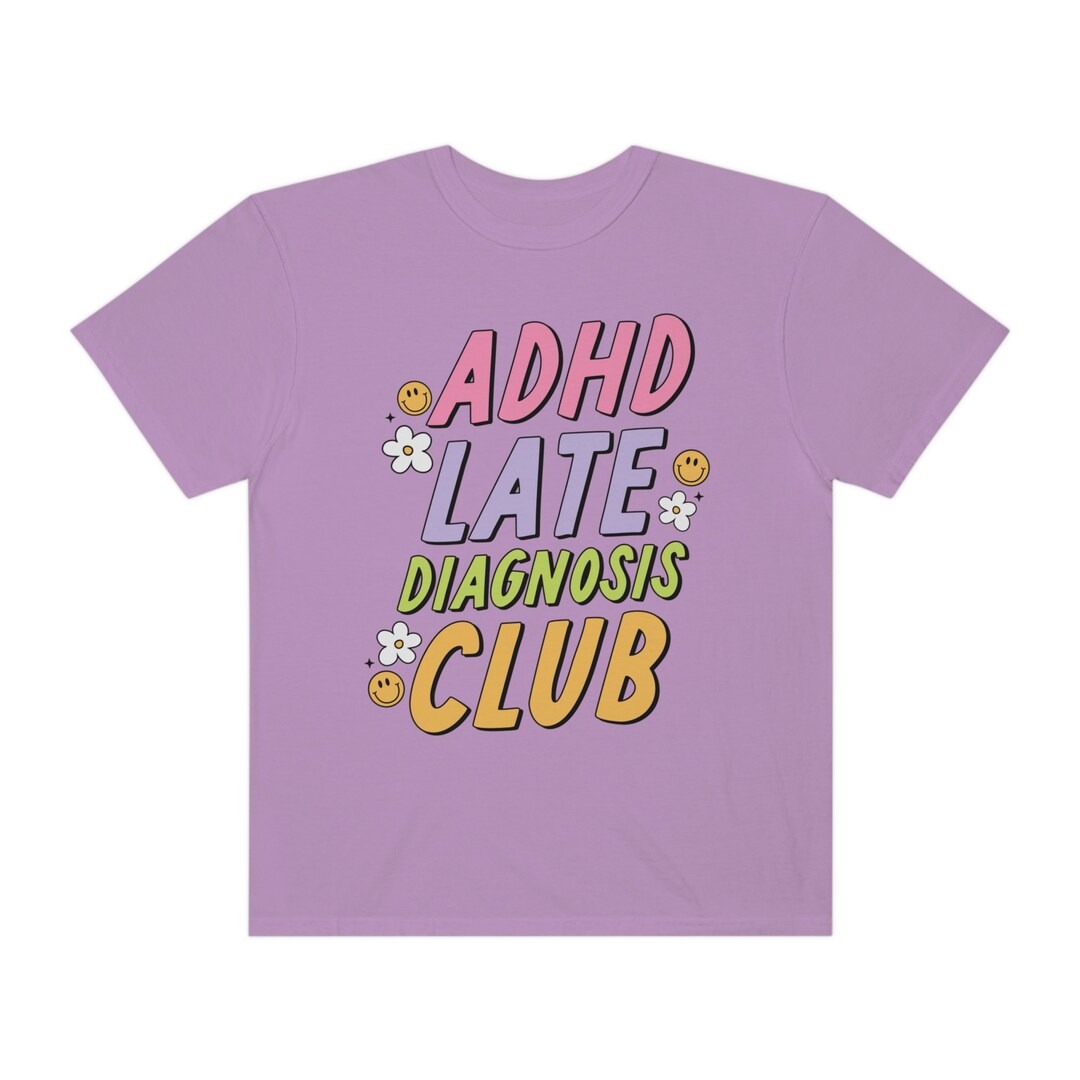 ADHD ADD Late Diagnosis Club Mental Health Retro Groovy Flowers Smiley ...