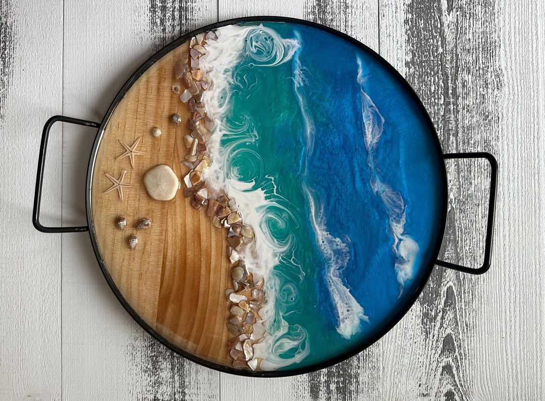 Beach Resin Charcuterie Tray: Shells, Sand, Starfish - Handmade - Etsy