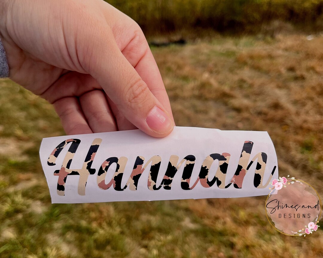Cheetah Print Name Decal, Personalized Name Decal, Vinyl Decal, Name ...