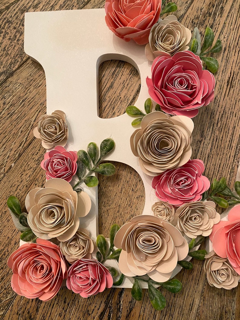 Floral Baby Shower Baby Room Letters Paper Flowers Baby - Etsy