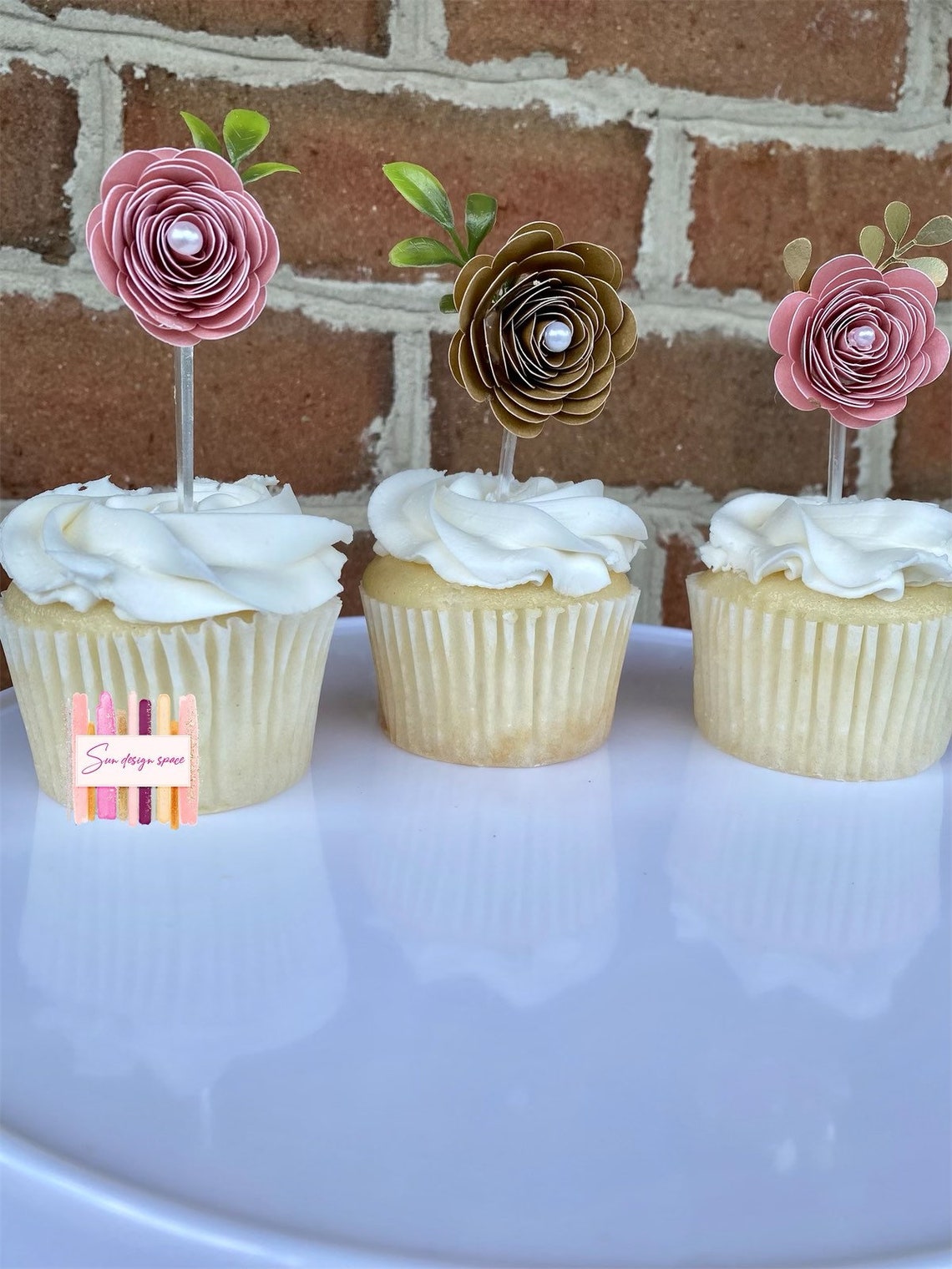 Rose Gold Cupcake Toppers Shimmer Cupcaketoppers Gold | Etsy