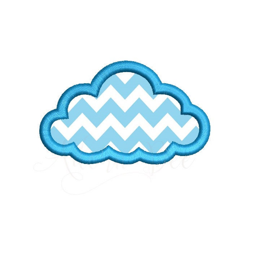 Cloud Applique Embroidery Design - 6 Sizes - Weather Cloud Shape - Dst ...