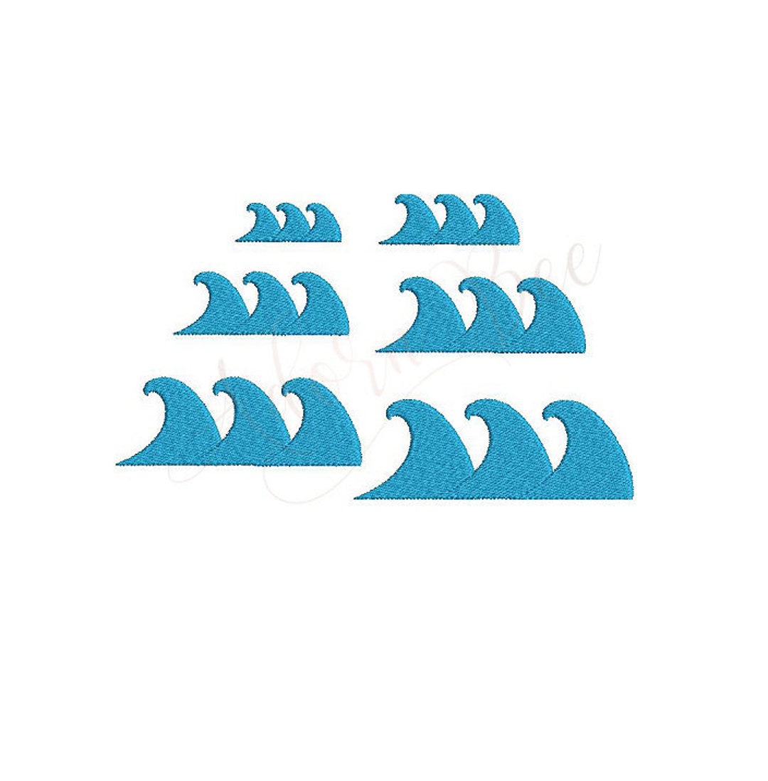 Water Waves Embroidery Design - 6 Sizes - Ocean Sea Lake - Dst Exp Hus ...