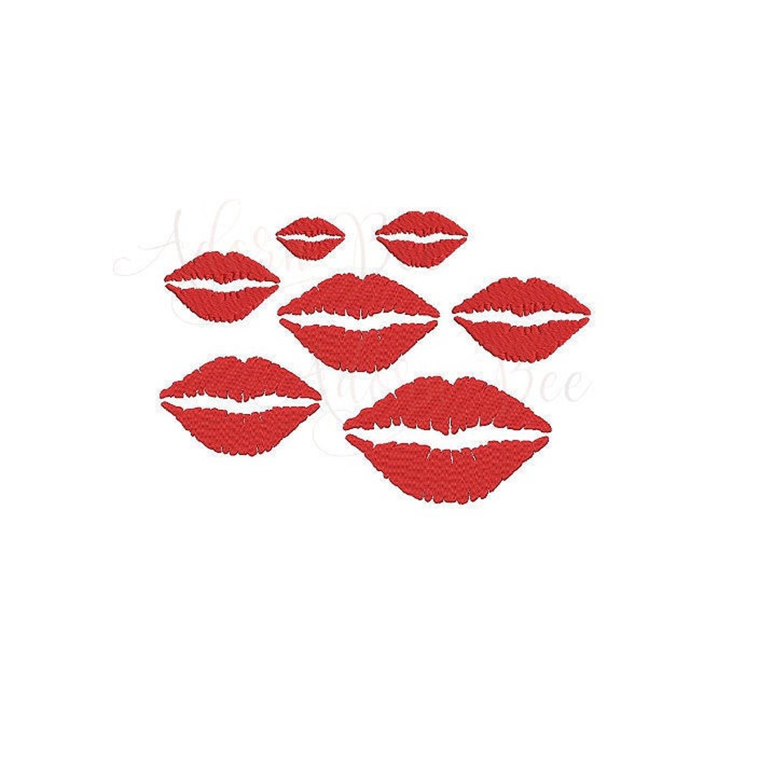 Kiss Mark Embroidery Design - 7 Sizes - Lips Lipstick Print - Dst Exp ...
