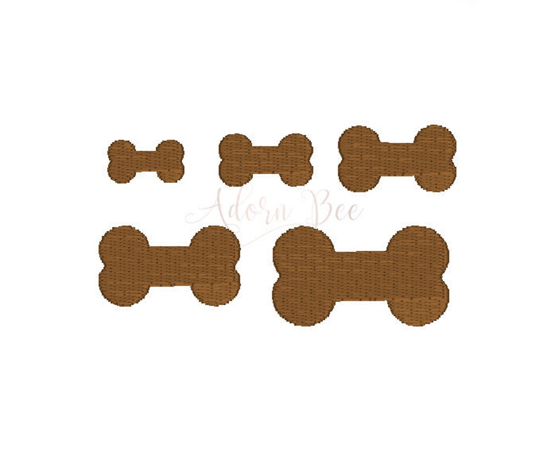 Mini Dog Bone Embroidery Design - 5 Sizes - Pet Bone - Dst Exp Hus Jef ...