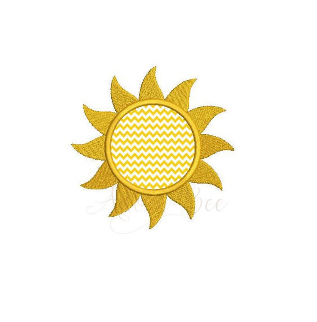 Sun Applique Embroidery Design - 7 Sizes - Sun Sunflower Shape - Dst ...
