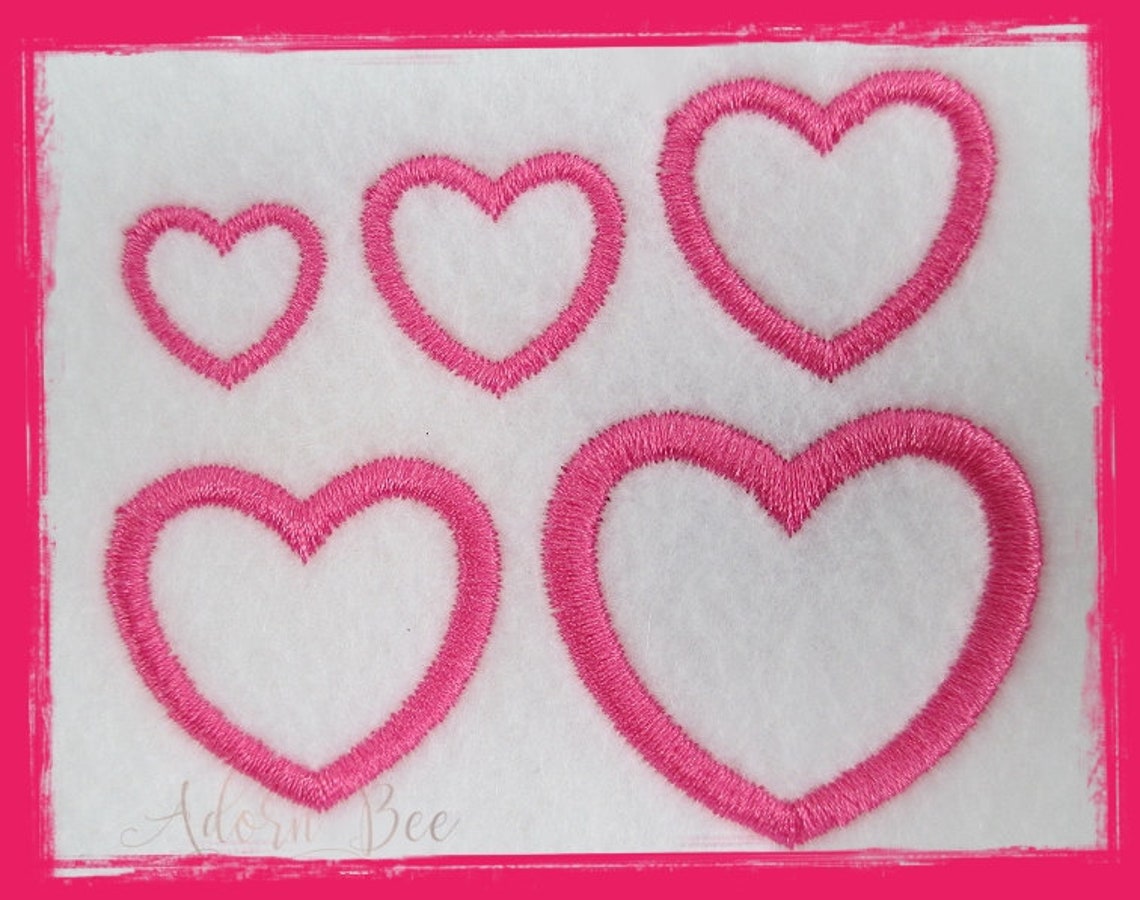 Mini Heart Outline Embroidery Design 5 Sizes Dst Exp Hus | Etsy