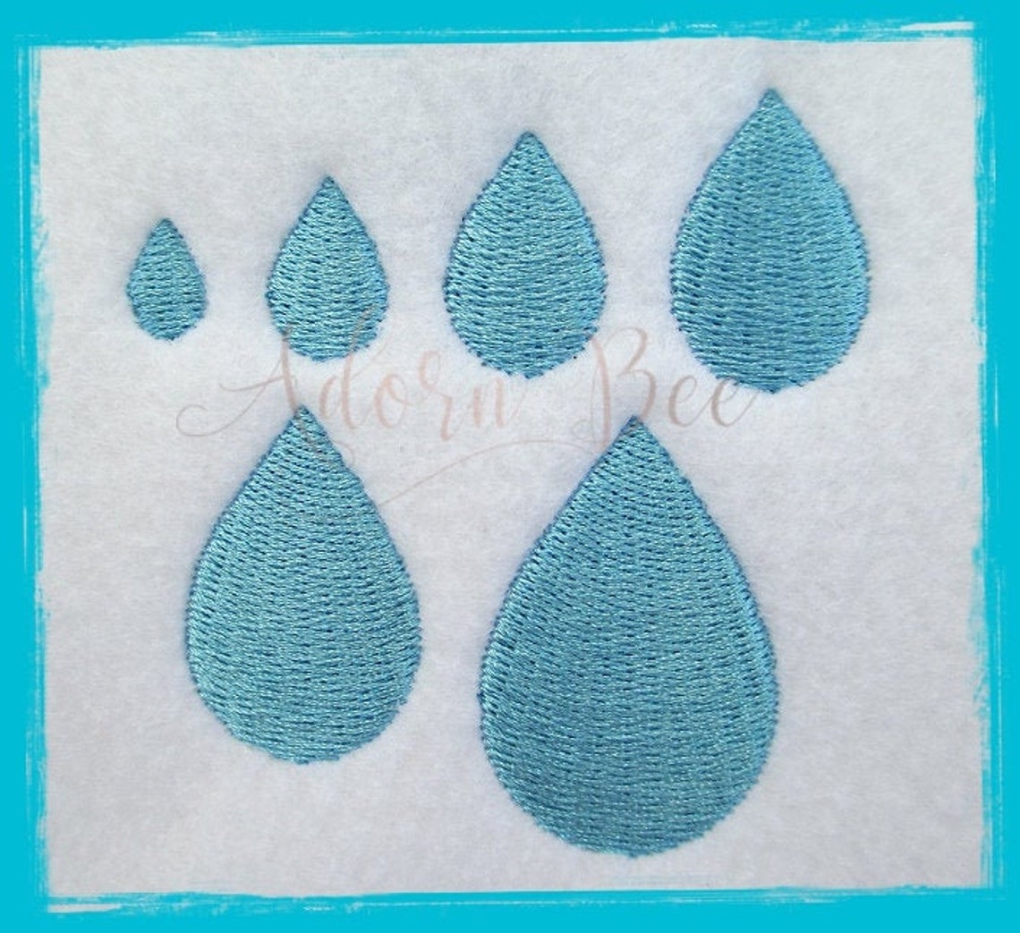Raindrop Teardrop Embroidery Design 6 Sizes Water Fluid - Etsy