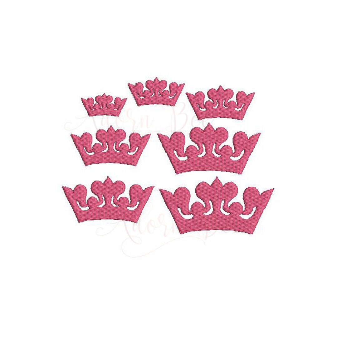 Mini Crown Embroidery Design - 7 Sizes - Tiara Princess Prince - Dst ...